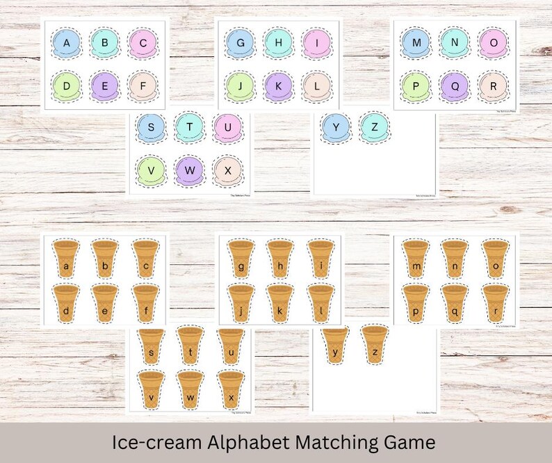 Ice-cream Alphabet Matching Game Toddler Activity Preschool Matching ...