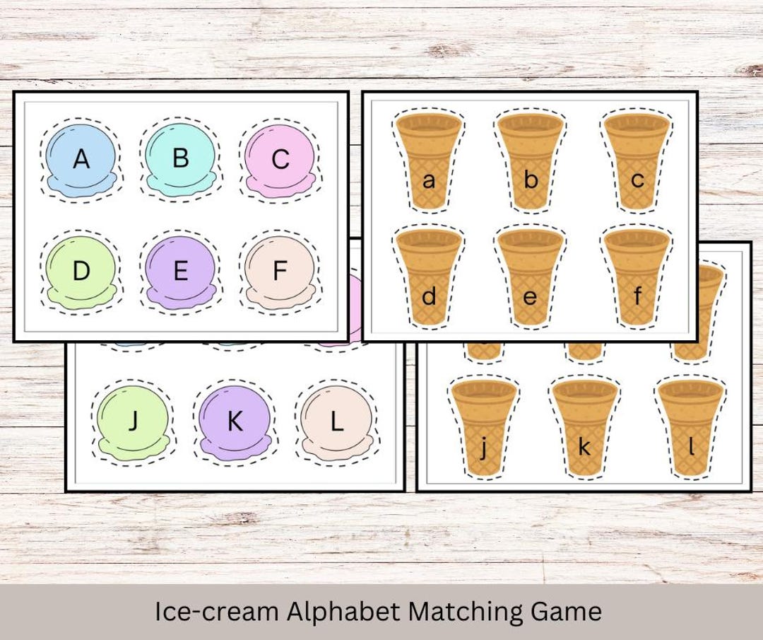 Ice-cream Alphabet Matching Game Toddler Activity Preschool Matching Educational Printable ...