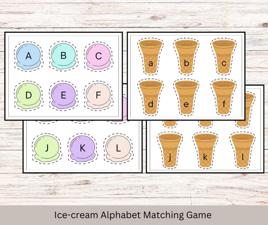 Ice-cream Alphabet Matching Game Toddler Activity Preschool Matching ...
