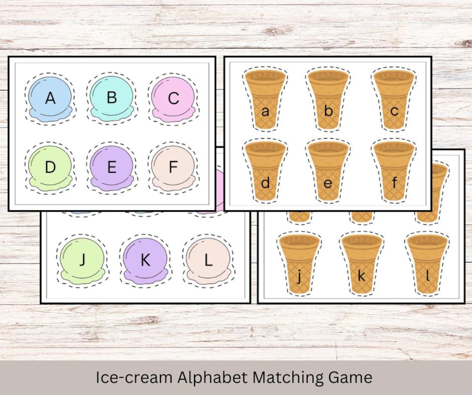 Ice-cream Alphabet Matching Game Toddler Activity Preschool Matching ...