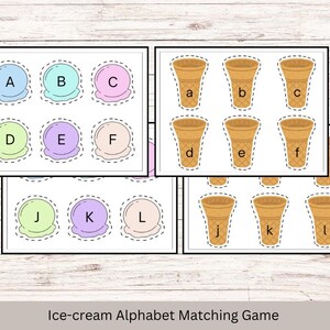 Ice-cream Alphabet Matching Game Toddler Activity Preschool Matching ...