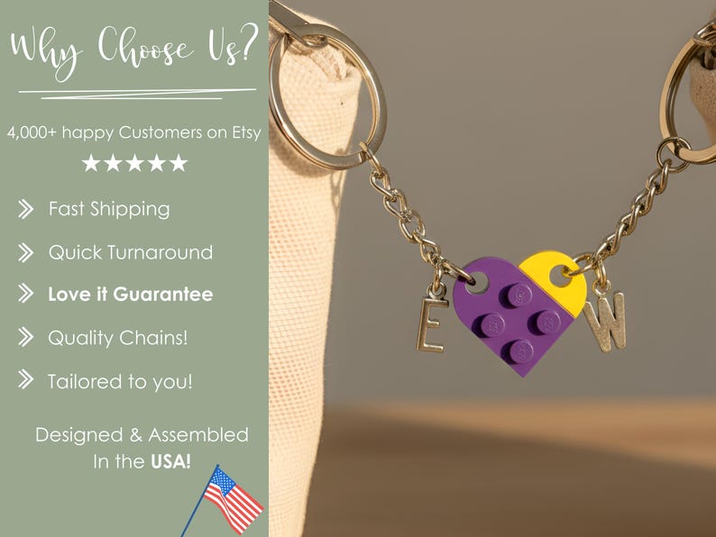 Matching Heart Keychains for Couples or Bffs - Gift Set Made With Real ...