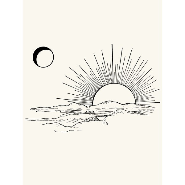 Simple Sun and Moon Art - Etsy