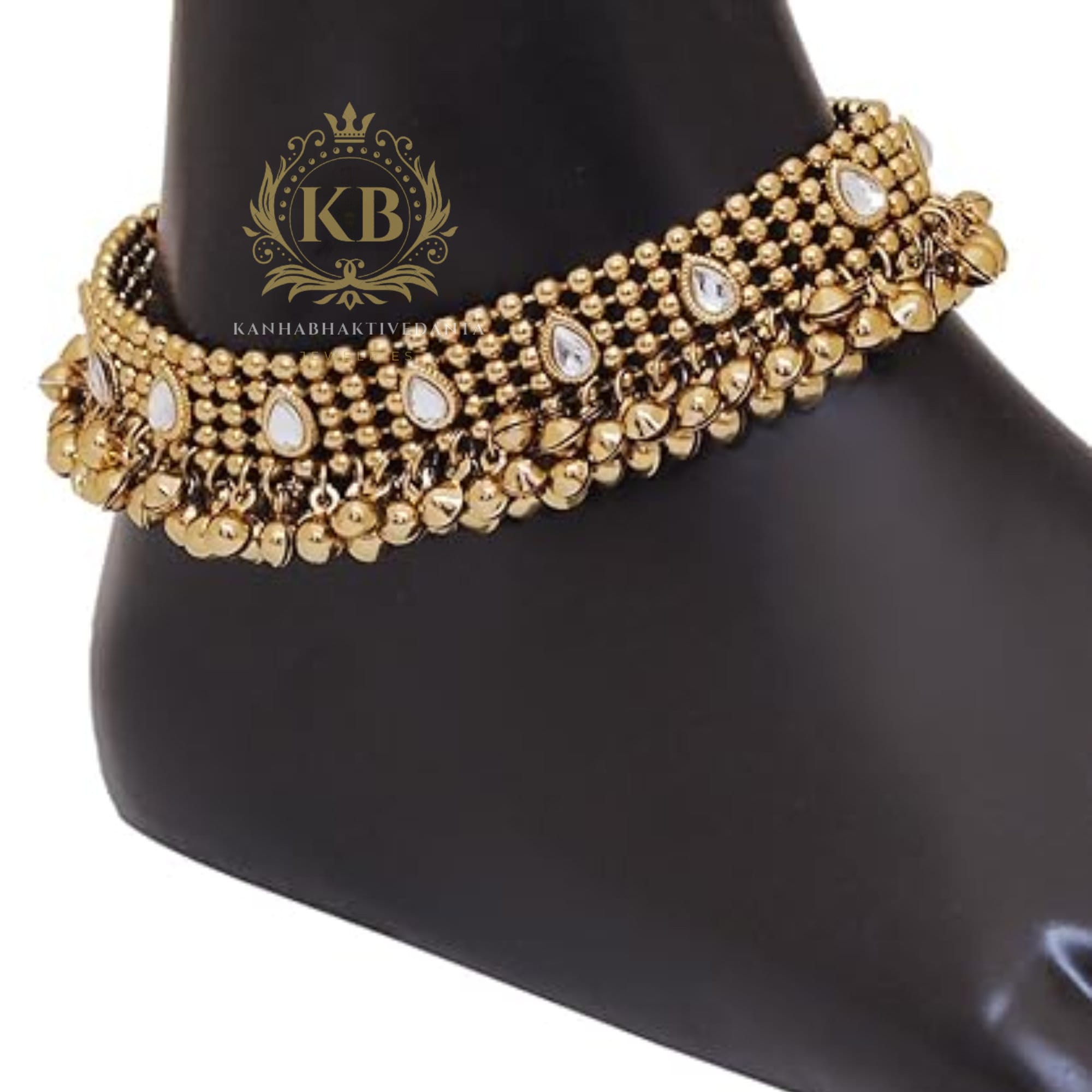 Indian Bridal Gold Plated Anklets for Women CZ Anklet Pajeb Jhanjhar ...