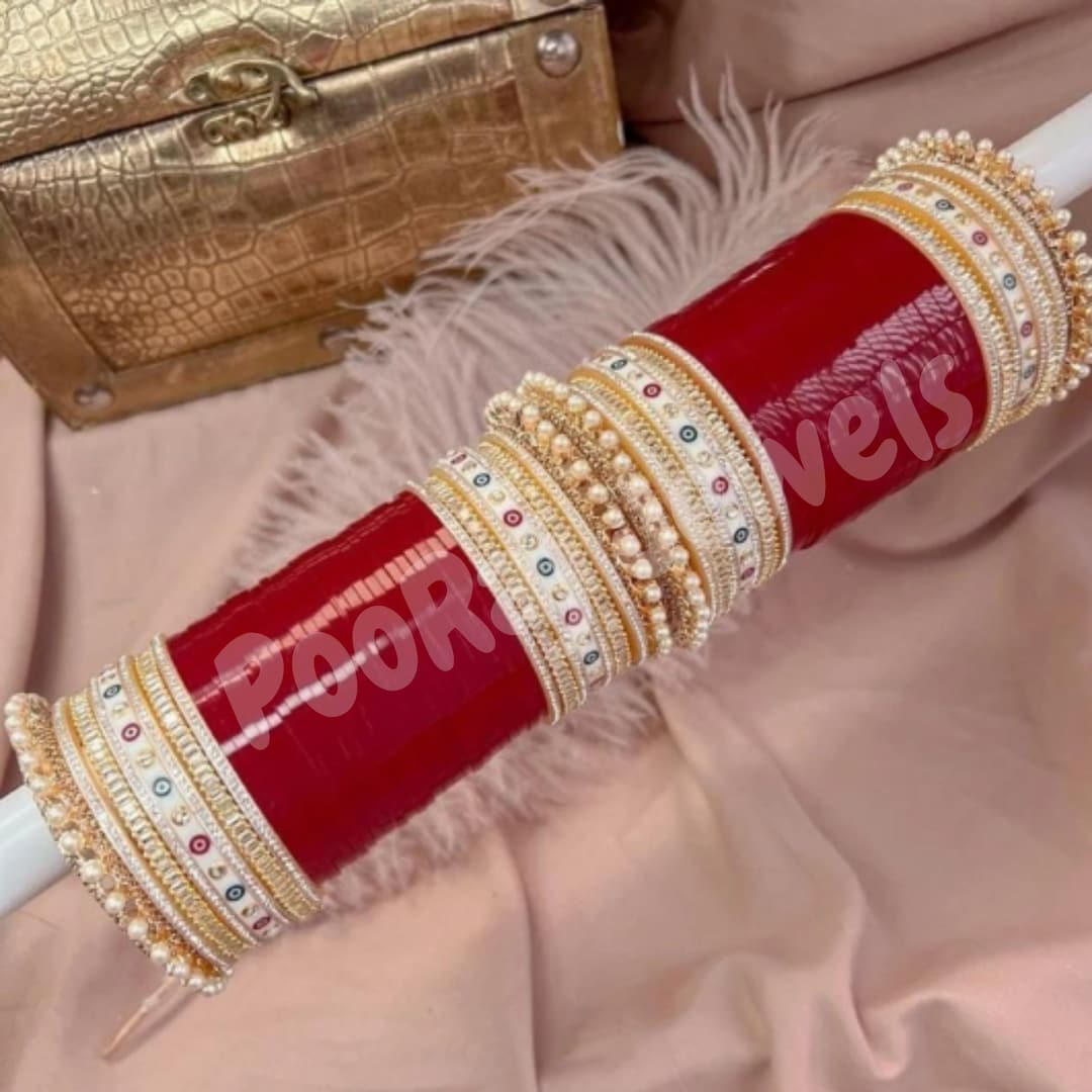 Traditional Wedding Choora, Red Bridal Chura, Indian Bangles, Punjabi ...