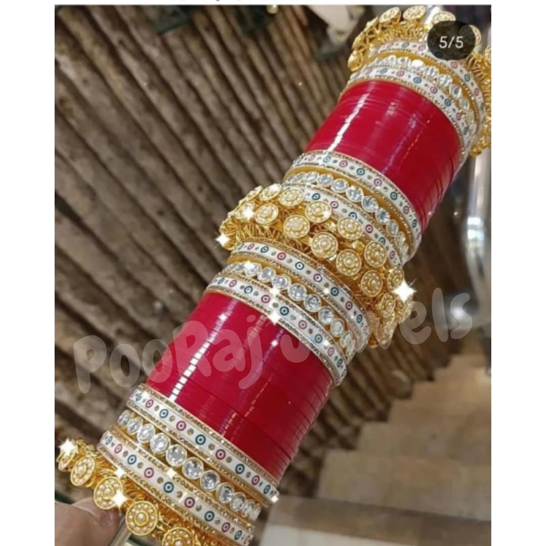 Punjabi Bridal Chura Traditonal American Diamond Punjabi Bridal Chooda ...