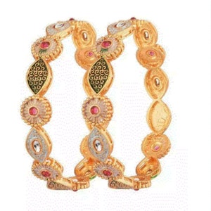 Gold-plated Meenakari Design Bangles Rajwadi Kada / Pachali Bangles ...