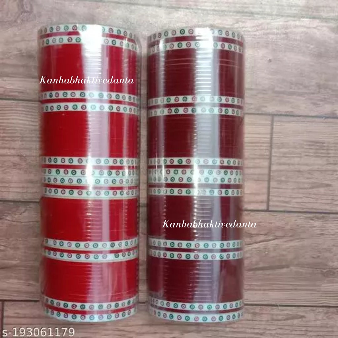 Traditional Punjabi Handmade Chura Patti / Red & Maroon Dotted Bangles ...