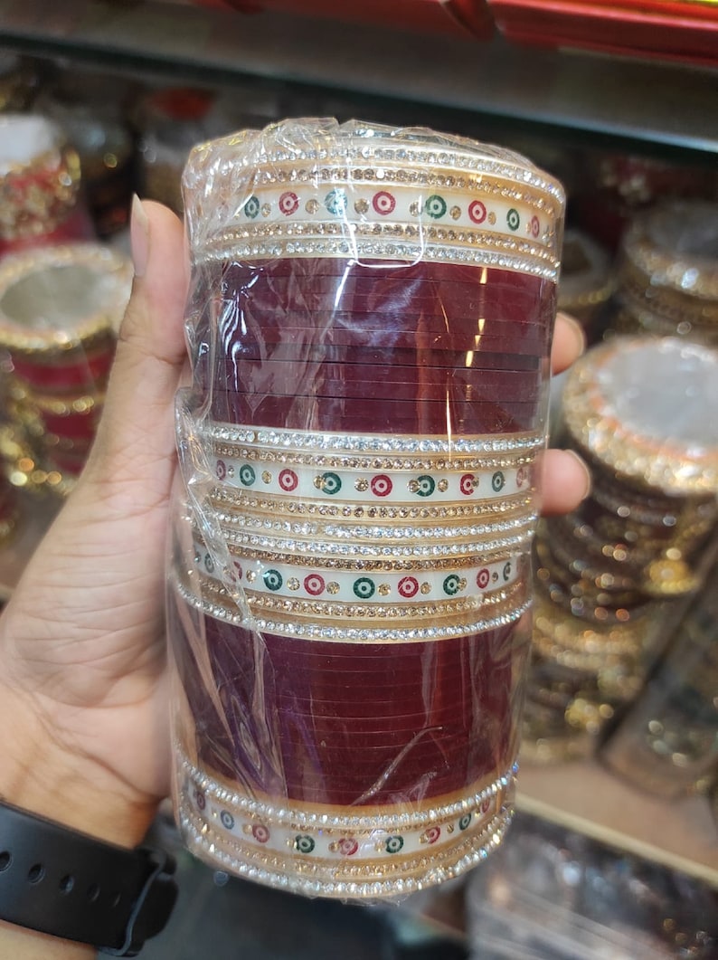 Traditional Bridal Chura Bangles Punjabi Traditional Dotted Chuda ...