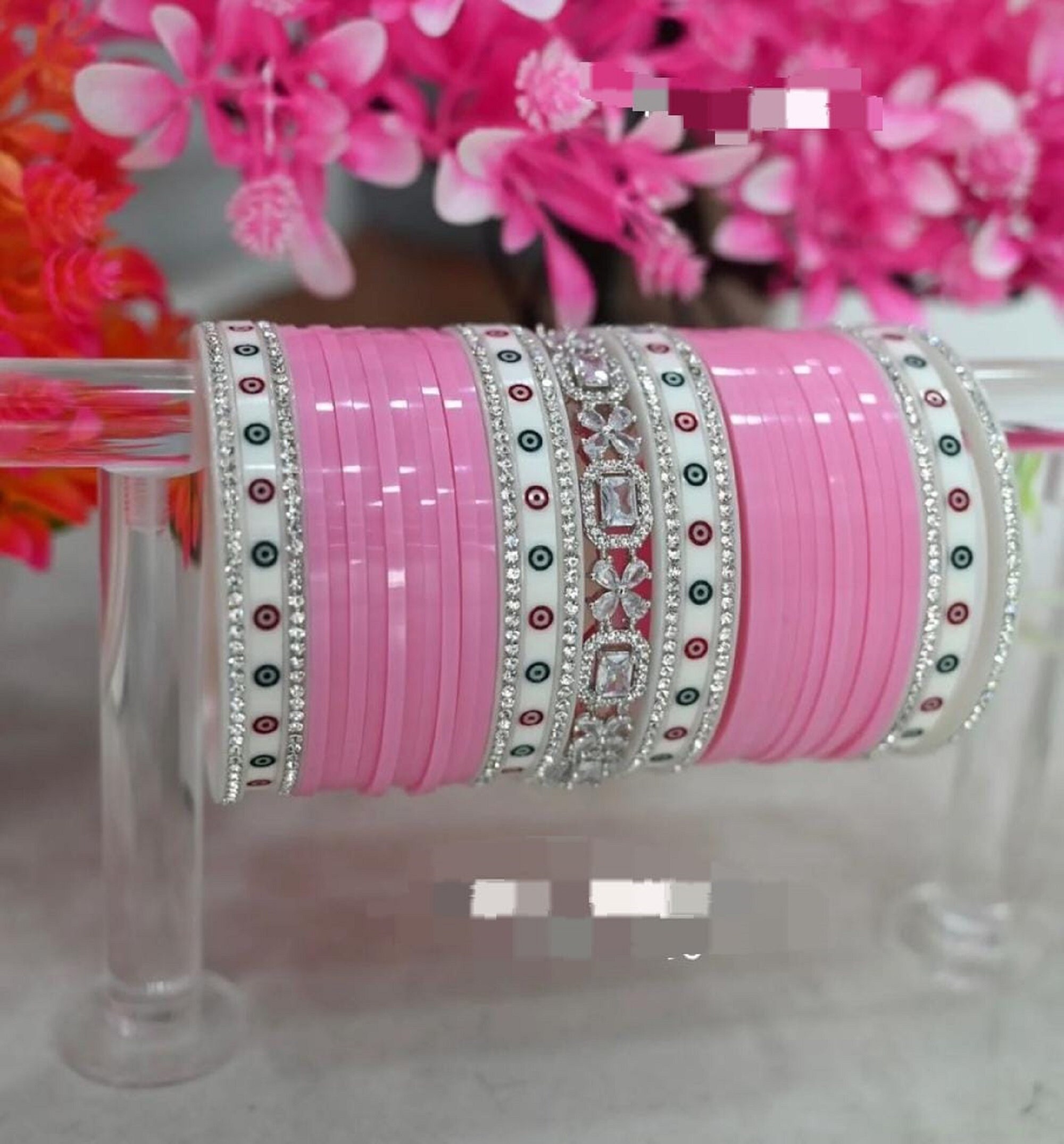 Pink Chura Bridal Kundan Stones Bangles Set for Wedding Women - Etsy