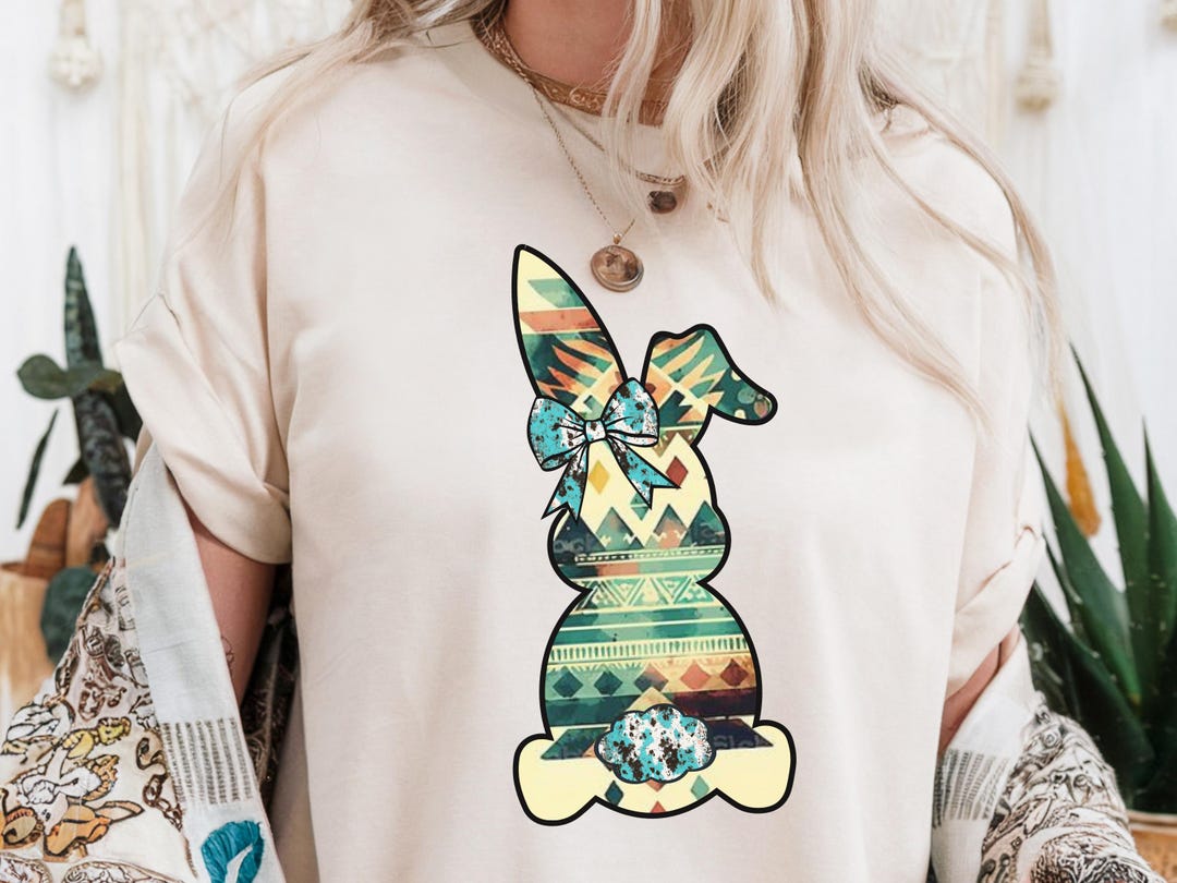 Western Boho Easter Bunny PNG | Aztec Print Bunny Sublimation ...