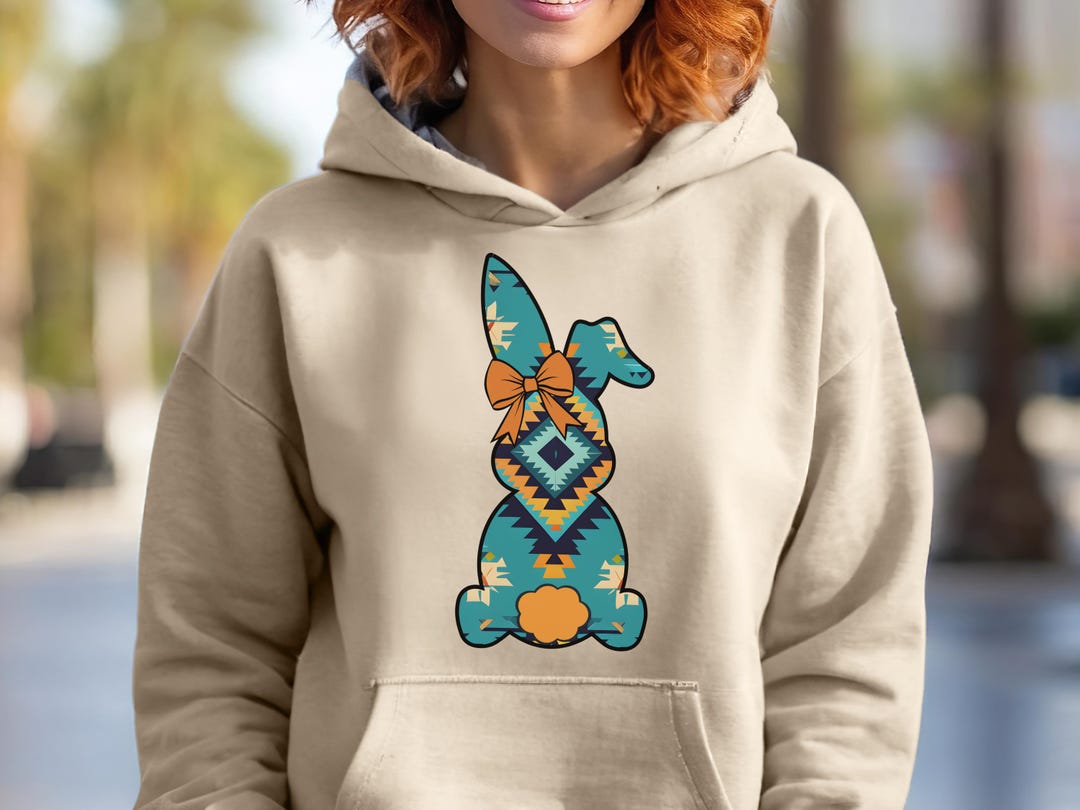 Western Boho Easter Bunny PNG | Aztec Print Bunny Sublimation ...