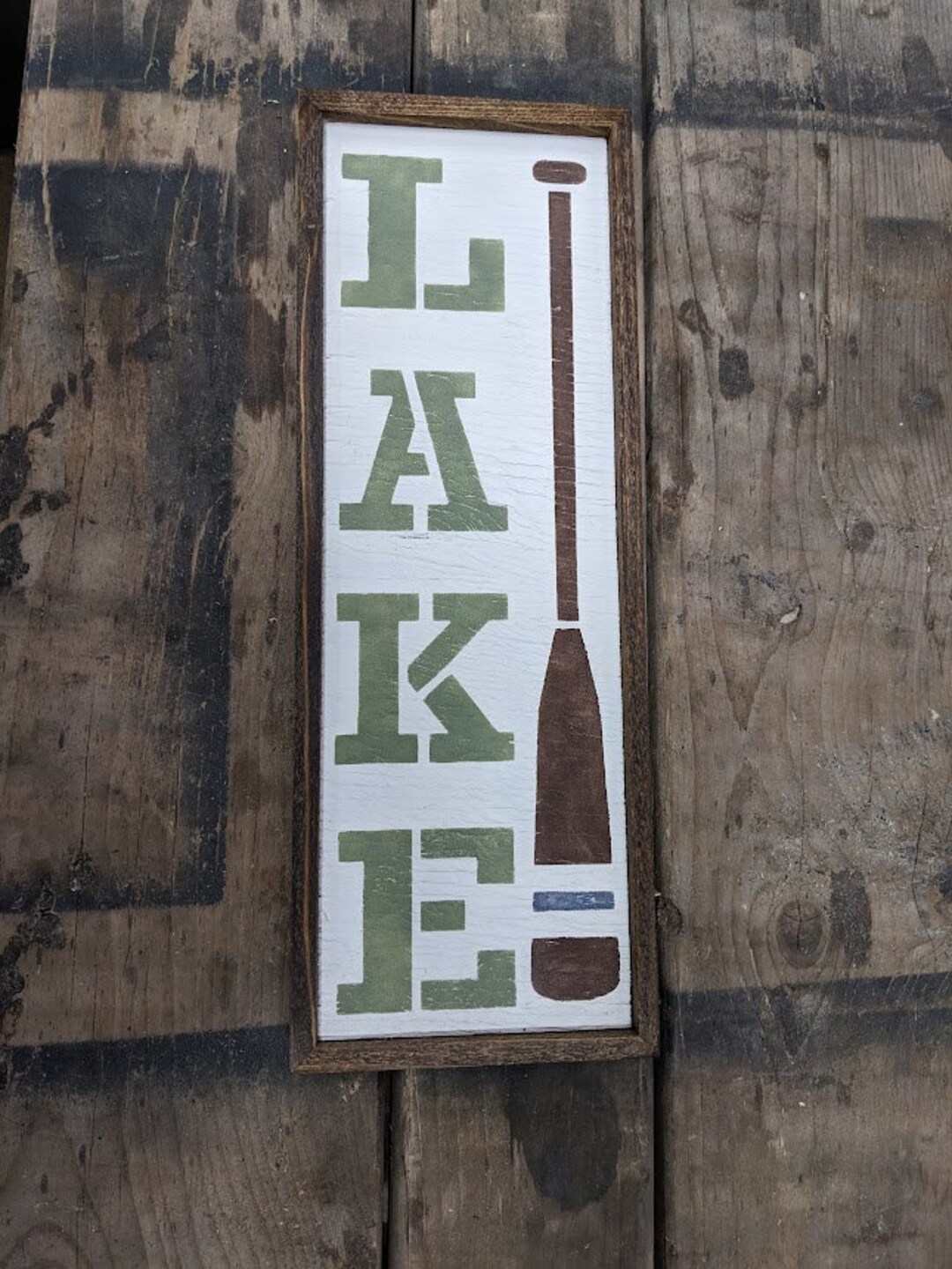 Lake Oar Framed Wood Rustic Sign - Etsy