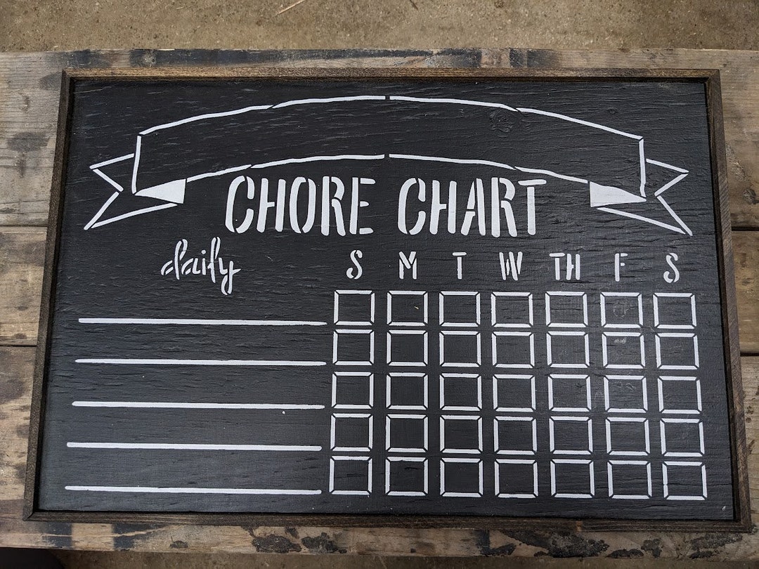 Chore Chart Chalkboard and Wood Framed Sign, Rustic Sign - Etsy