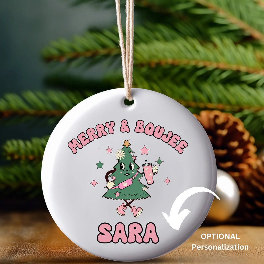 Merry and Boujee Christmas Ornament, Retro Styled Tree With Purse ...