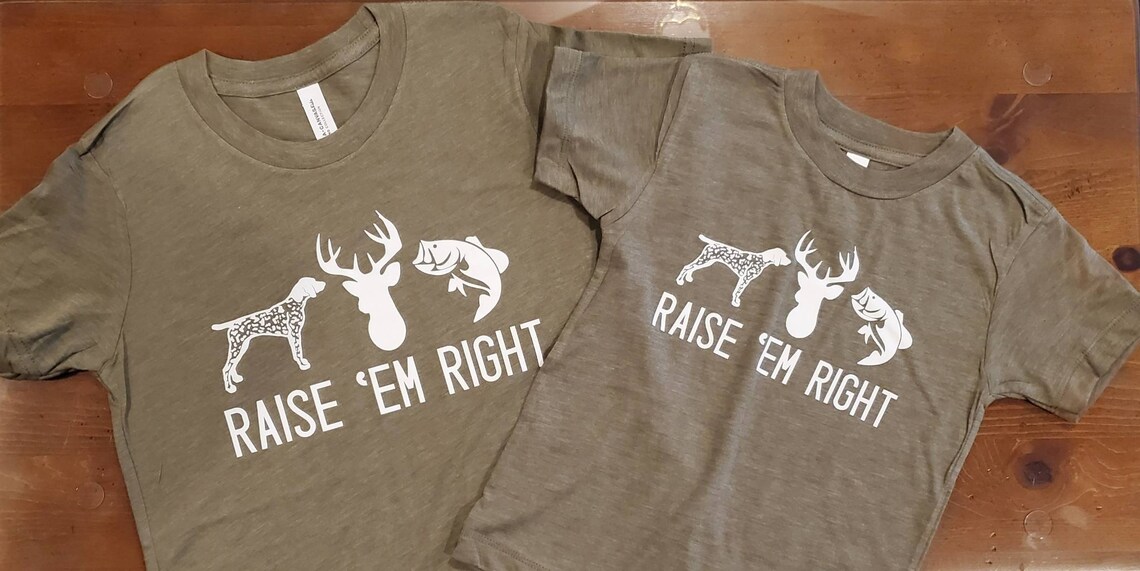 Raise Em Right Toddler Tee | Baby Hunting Fishing Shirts | GSP - Etsy