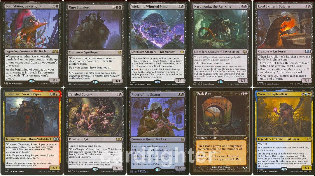 Custom Rats Tribal Commander EDH Deck - Wick, the Whorled Mind - Magic ...