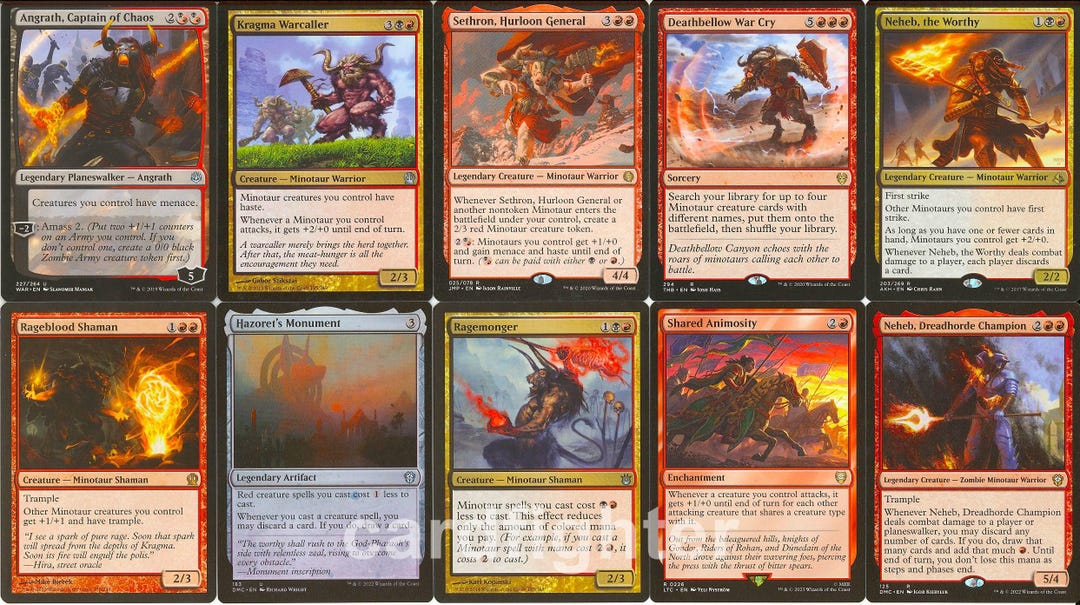 Custom Minotaur Tribal Commander EDH Deck - Sethron, Hurloon General ...