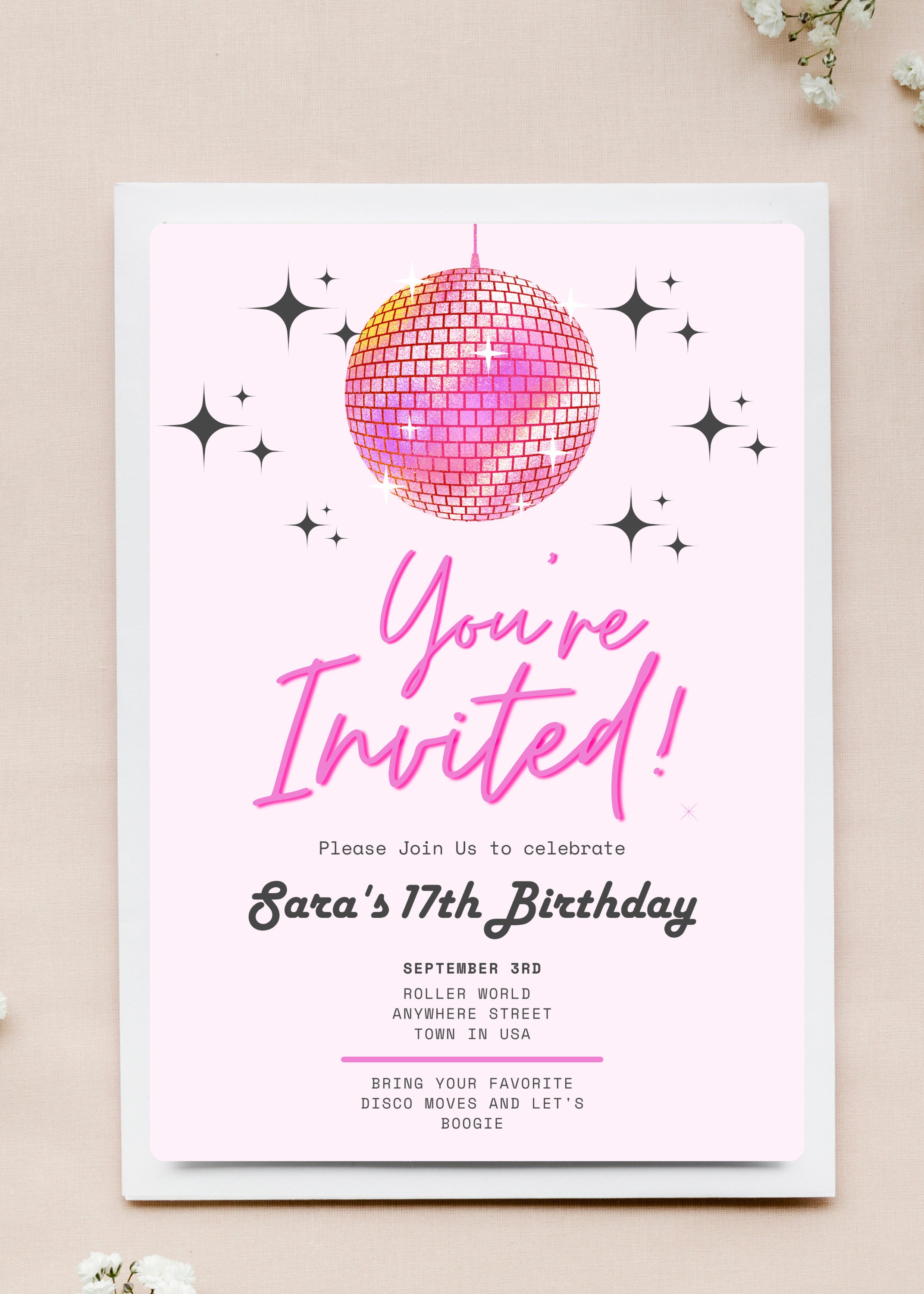 Editable Disco Party Invitation, Disco Themed Birthday Party ...