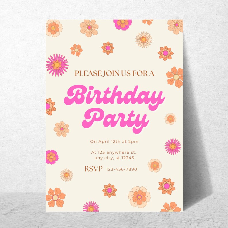 Custom Retro Birthday Printable Invite Personalized Retro - Etsy