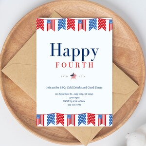 Custom Festive 4th of July Party Invite, Simple July 4th Invitation ...