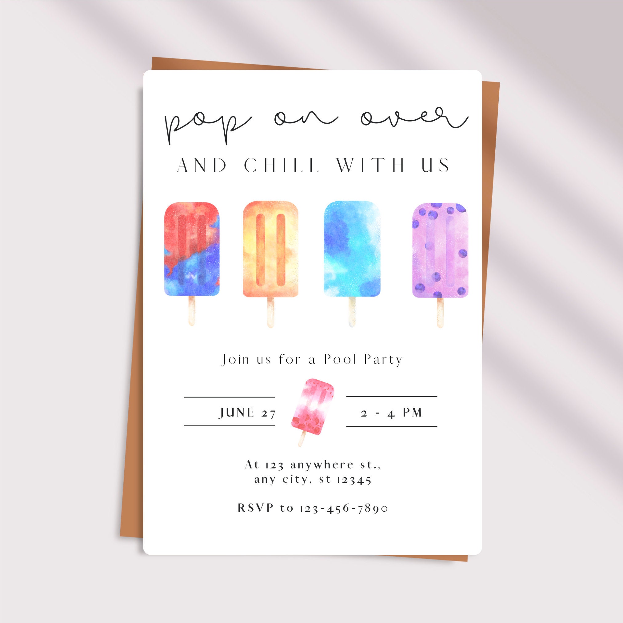 Custom Popsicle Summer Party Invite, Summer Popsicle Party Invitation ...