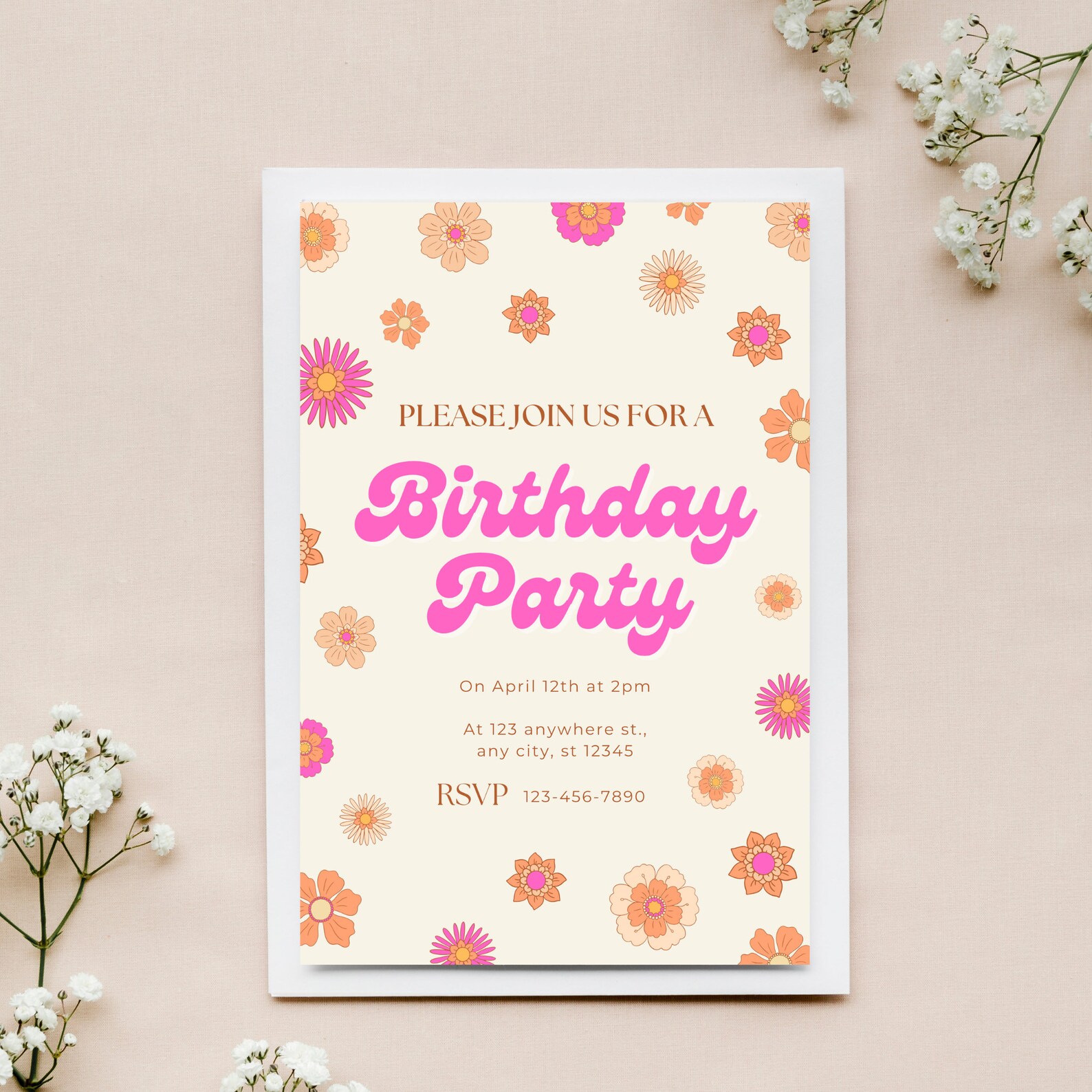 Custom Retro Birthday Printable Invite Personalized Retro - Etsy