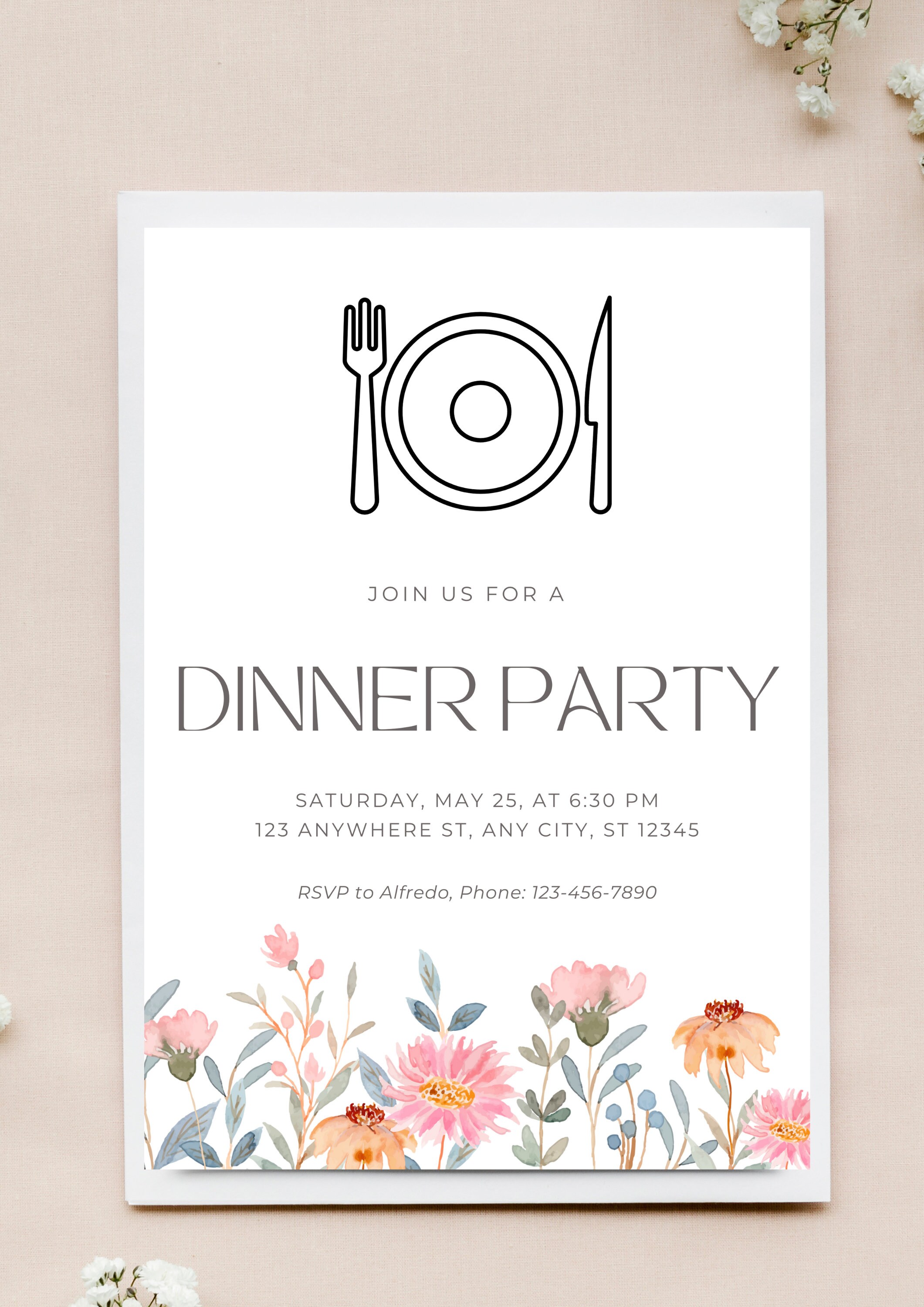 Custom Dinner Party Invite, Personalized Dinner Part Printable/text ...