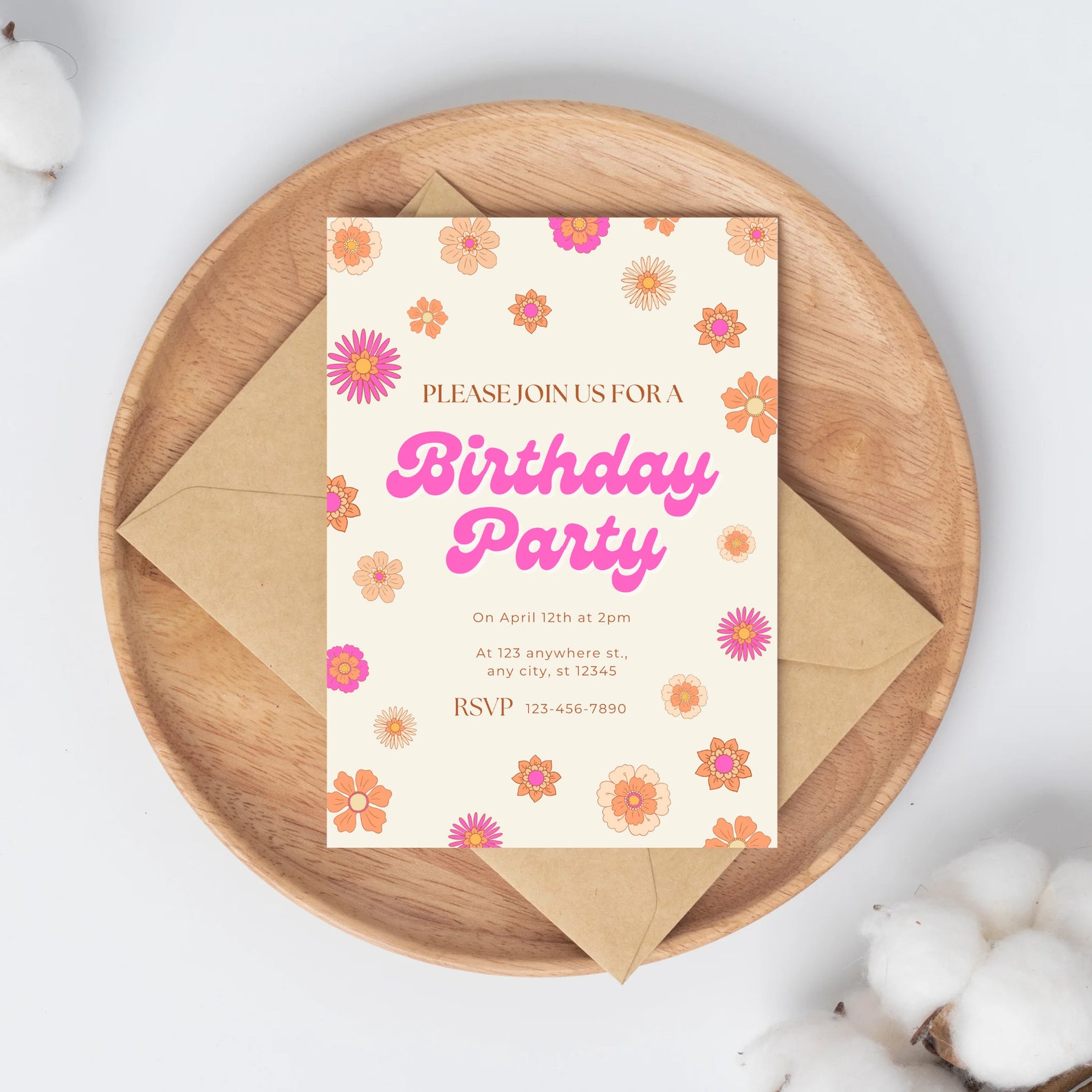 Custom Retro Birthday Printable Invite Personalized Retro - Etsy