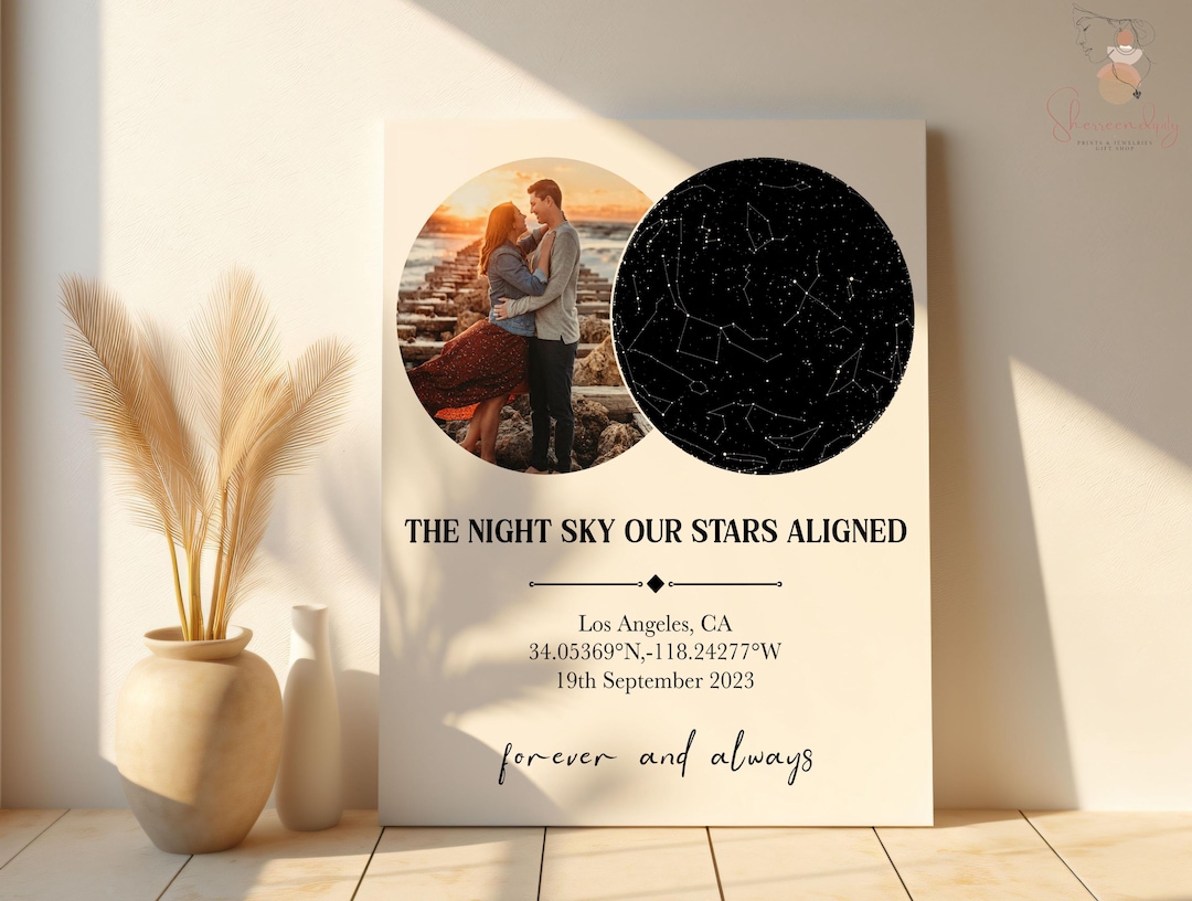 Custom Night Sky Canvas, Custom Star Map Poster for Family Special ...