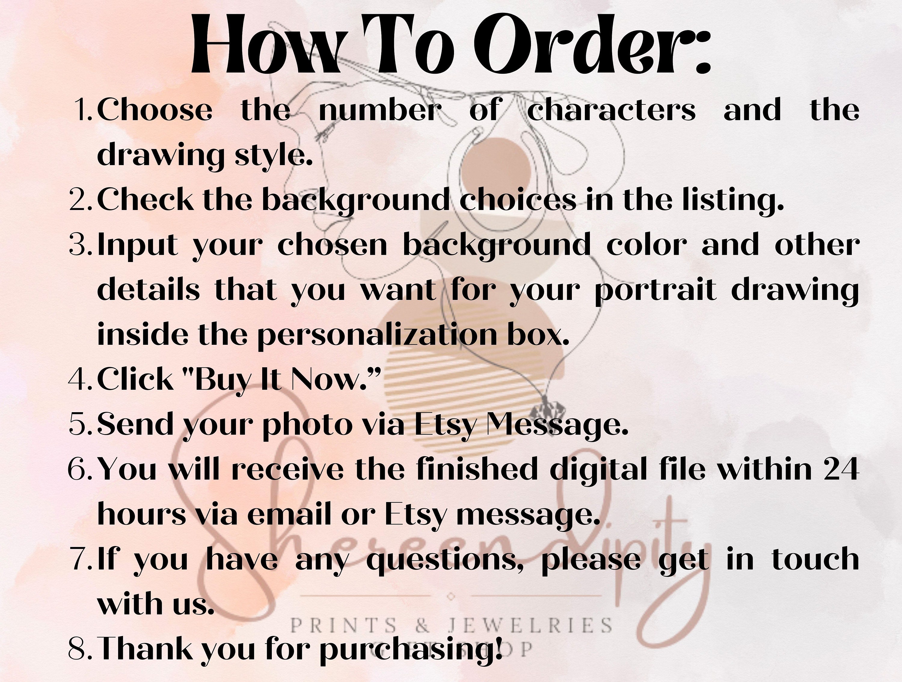 Faceless Portrait Art, Custom Printable Drawings for Boyfriend and ...