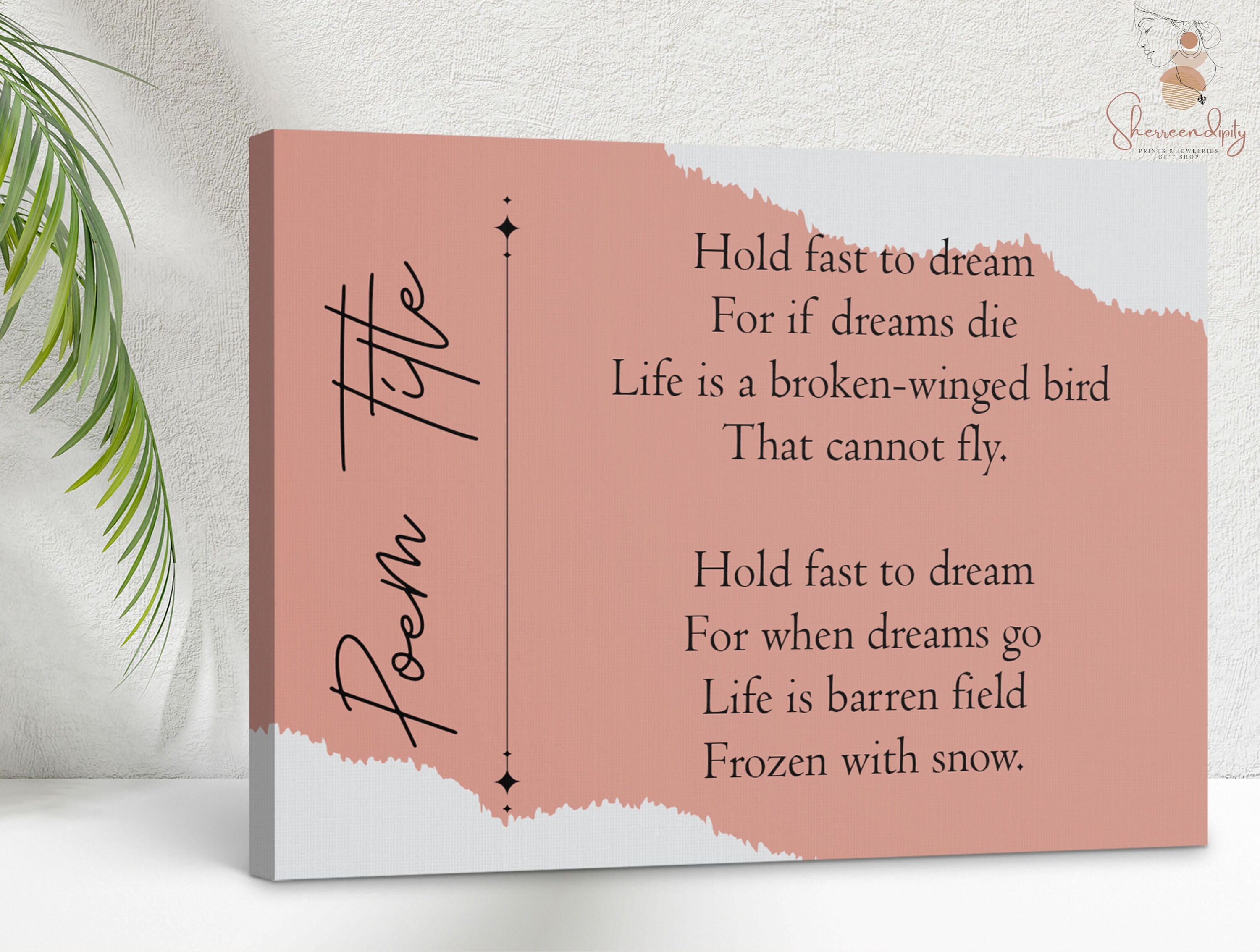 Inspirational Art Poem Canvas, Custom Poem Print Poster for Men & Women ...