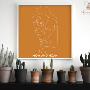 Mom Drawing Printable, Custom Digital Line Art Portrait for Mommy ...