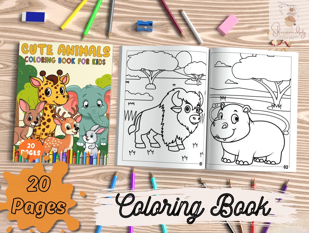Cute Animal Coloring Book, Kids Animals Printed Coloring Book for Kids ...