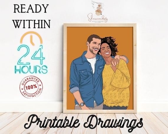 Faceless Portrait Art, Custom Printable Drawings for Boyfriend and ...
