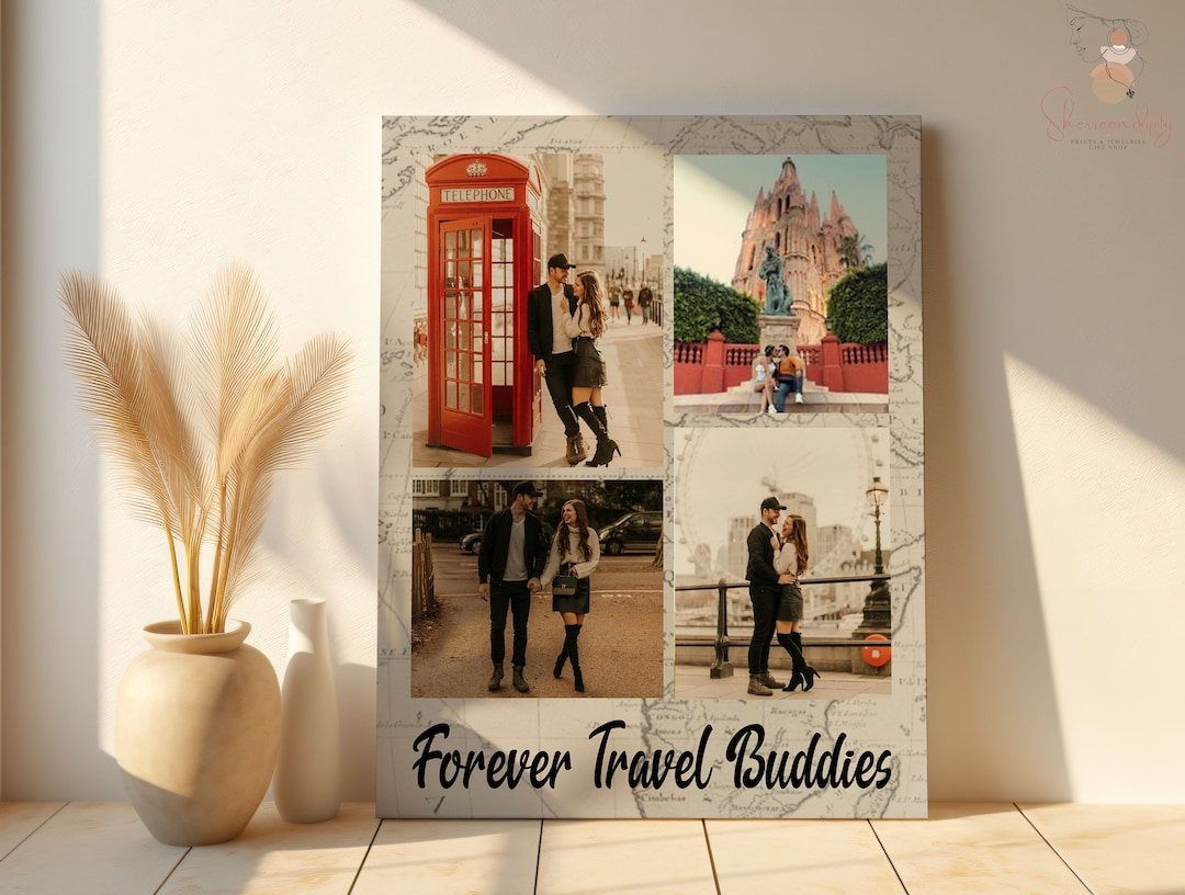 Travel Photo Collage Canvas, Custom Photo Collage Gift Poster for ...