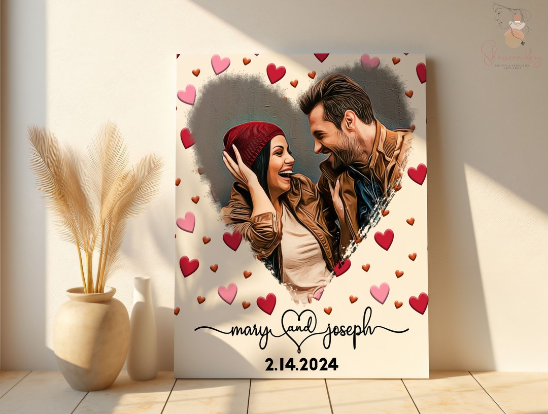 Cartoon Portrait From Photo Canvas, Cartoonized Portrait Poster for ...