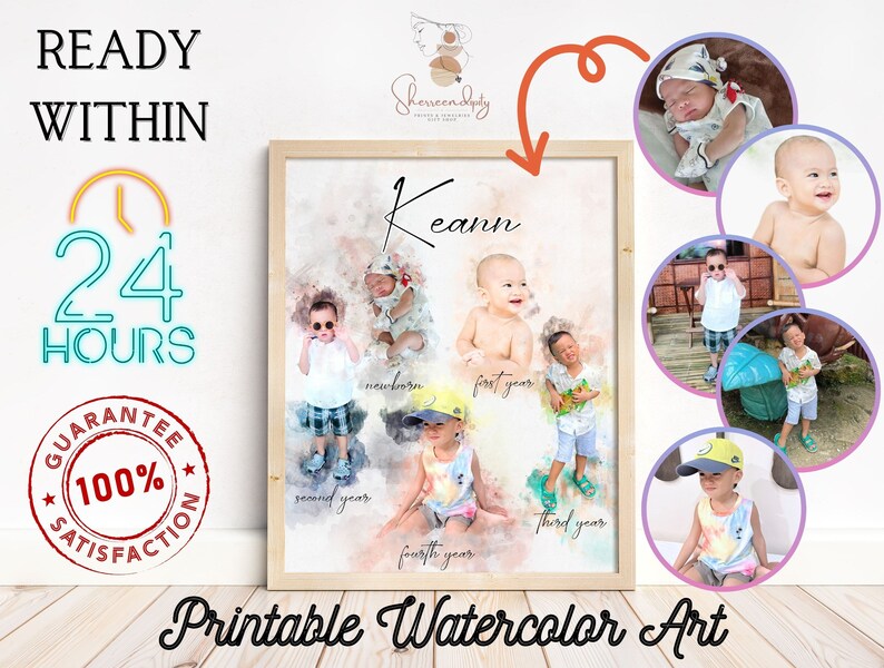 Personalized Photo Collage Printable Art, Custom Merge Photos ...