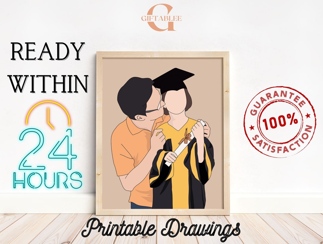 Graduation Family Portrait Art Graduation Portrait Printable - Etsy