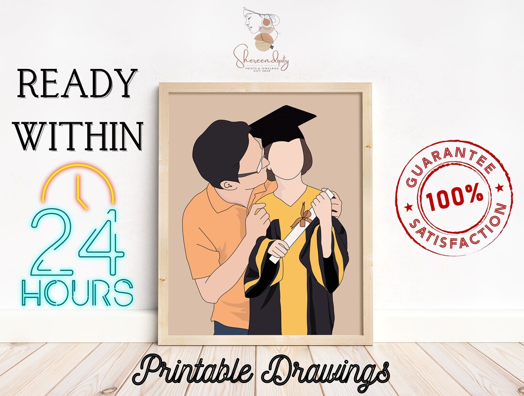 Graduation Family Portrait Art, Graduation Portrait Printable for ...