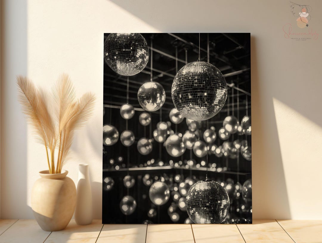 Silver Disco Ball Canvas, Disco Ball Print Poster for Club Owner Disco ...
