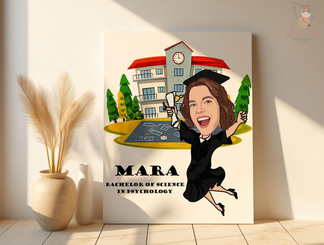 Custom Caricature Canvas, Custom Graduation Caricature Poster for Her ...