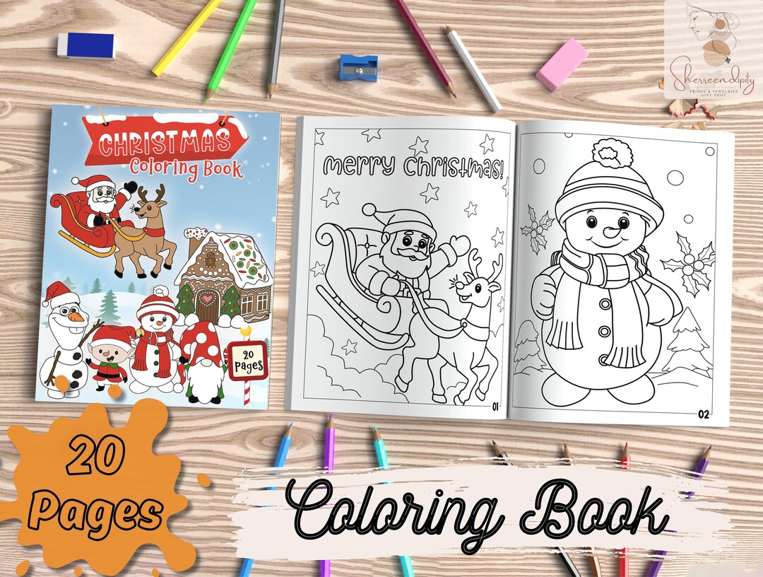 Cute Christmas Coloring Book, Christmas Printed Coloring Book for ...