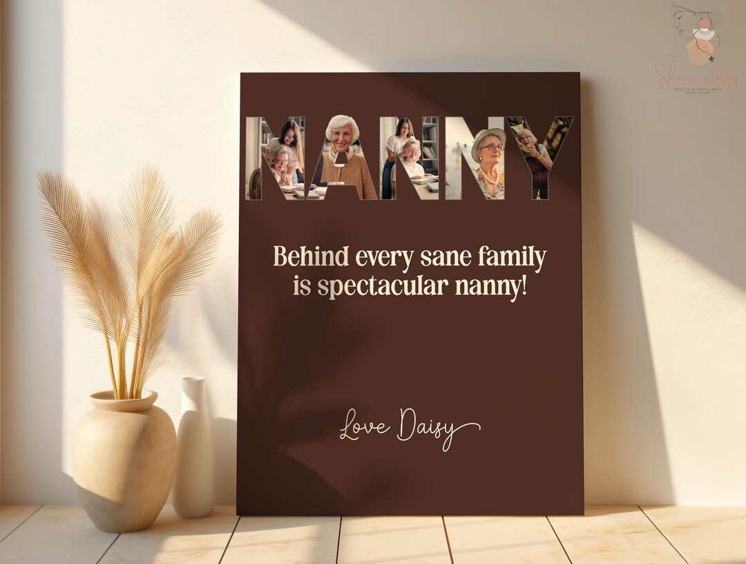 Nanny Photo Collage Canvas, Text Photo Collage Poster for Nana Birthday ...
