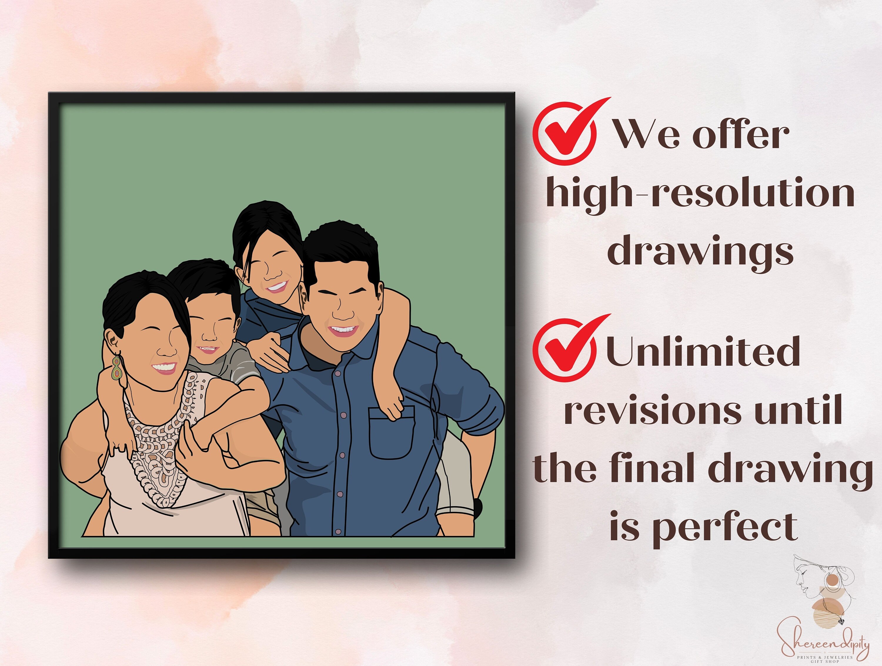 Faceless Portrait Art, Custom Printable Drawings for Boyfriend and ...