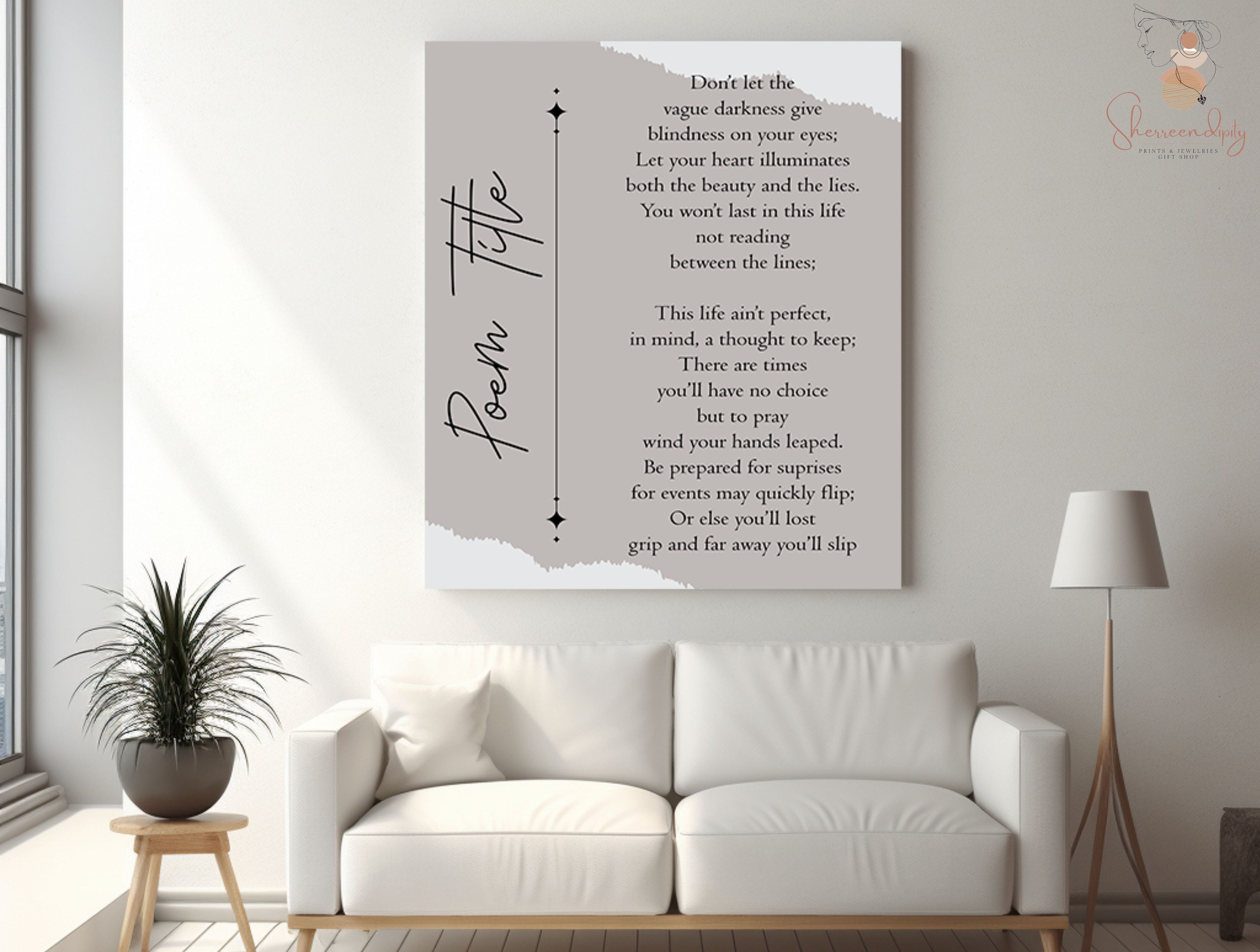 Inspirational Art Poem Canvas, Custom Poem Print Poster for Men & Women ...