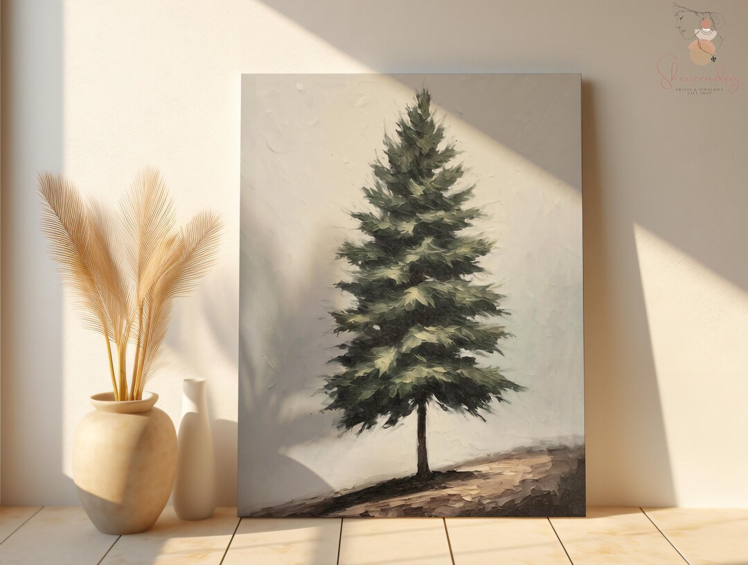 Minimalist Pine Tree Canvas, Winter Pine Tree Art Poster for Family ...