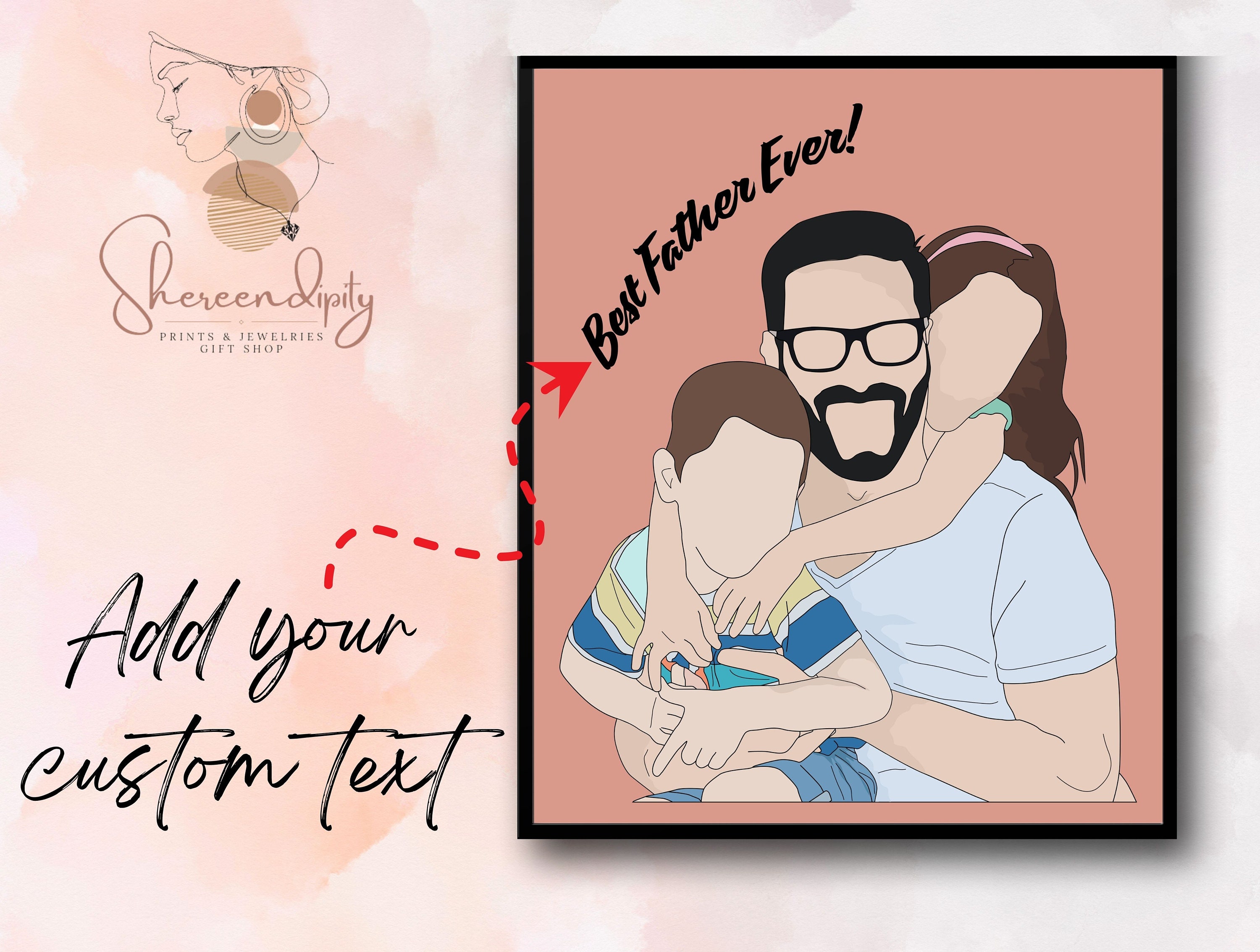 Faceless Family Portrait, Family Faceless Portrait for Partners Wedding ...