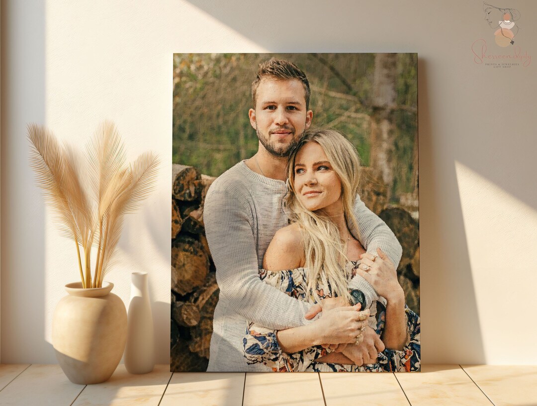 Couple Gift Portrait Canvas, Custom Painting Poster for Lovers ...
