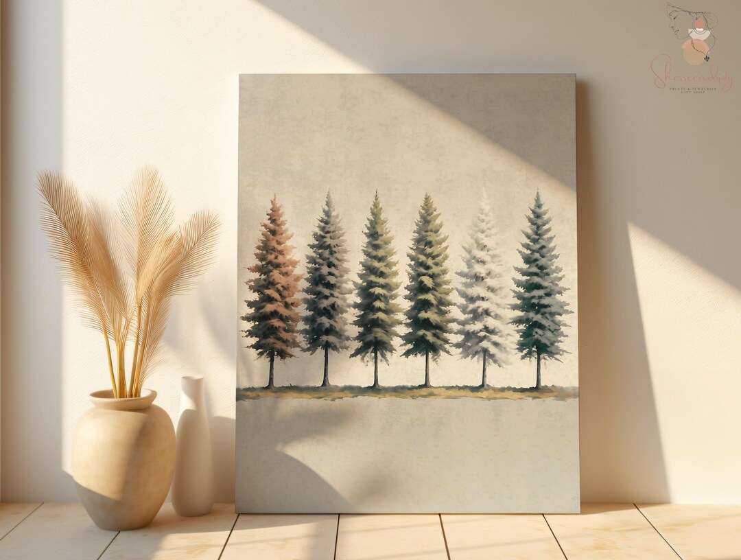 Pine Tree Forest Canvas, Winter Pine Tree Art Poster for Him/her Winter ...